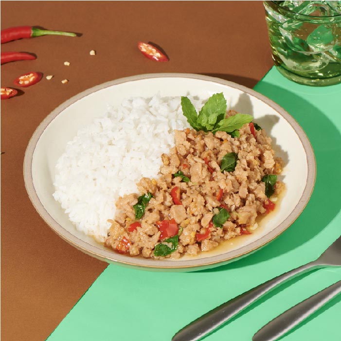 Rice with Stir-fried Plant-Based Minced Meat - Absolute Plant